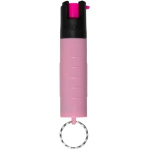 Police Magnum Mini Pepper Spray Self Defense Safety Tool- Strong Keyring Holder- Small discreet Canister Case- Made in The USA- 2 Pack 3/4oz Twist Lock Pink Sleeve Keyring