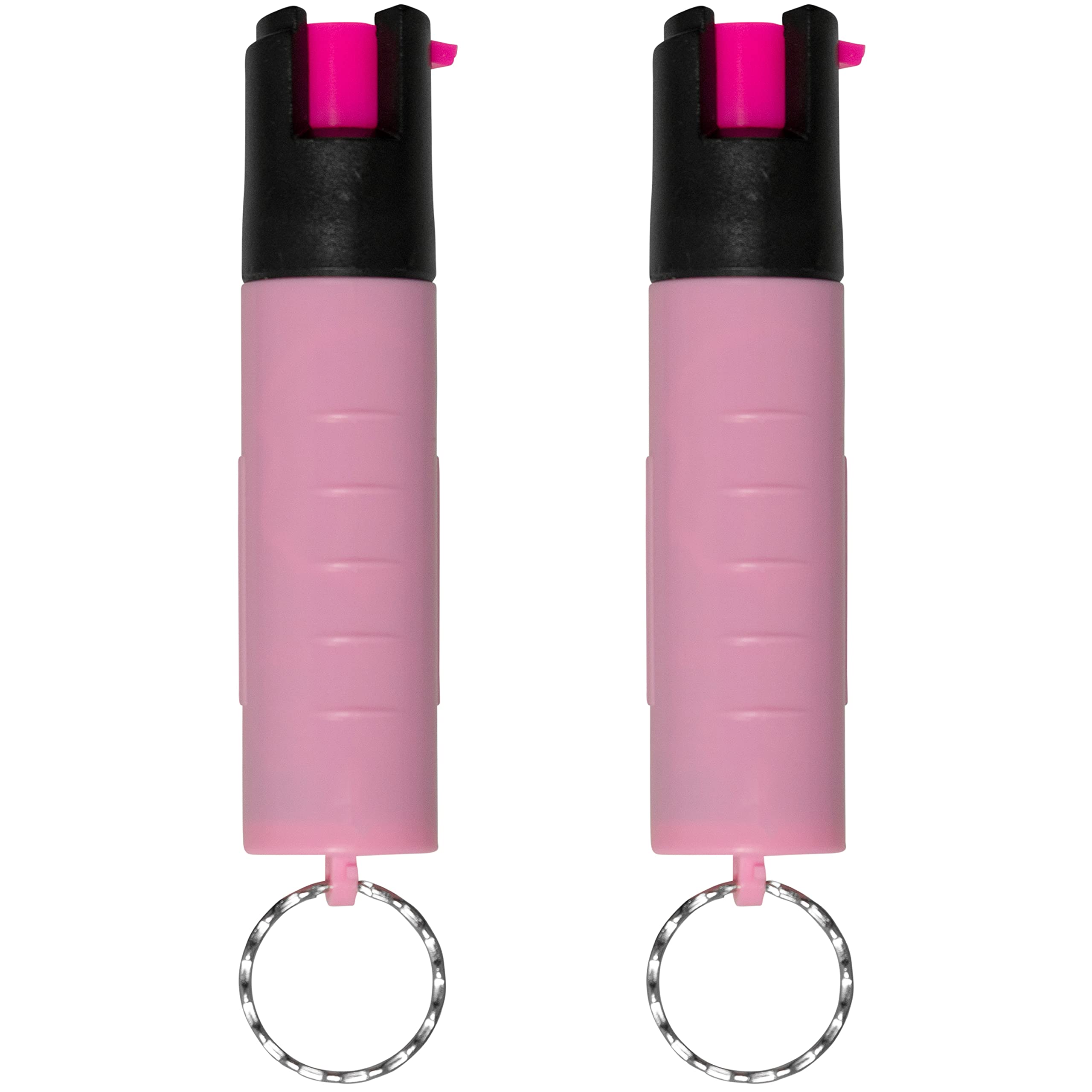 Police Magnum Mini Pepper Spray Self Defense Safety Tool- Strong Keyring Holder- Small discreet Canister Case- Made in The USA- 2 Pack 3/4oz Twist Lock Pink Sleeve Keyring