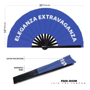 Eleganza Extravaganza Hand Fan Foldable Bamboo Circuit Hand Fan Funny Gag Slang Words Expressions Statement Gifts Festival Accessories Rave Handheld Circuit Event Fan Clack Fans (Blue)