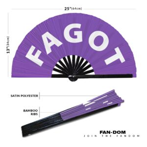 Fagot Hand Fan Foldable Bamboo Circuit Hand Fan Funny Gag Slang Words Expressions Statement Gifts Festival Accessories Rave Handheld Circuit Event Fan Clack Fans (Purple)