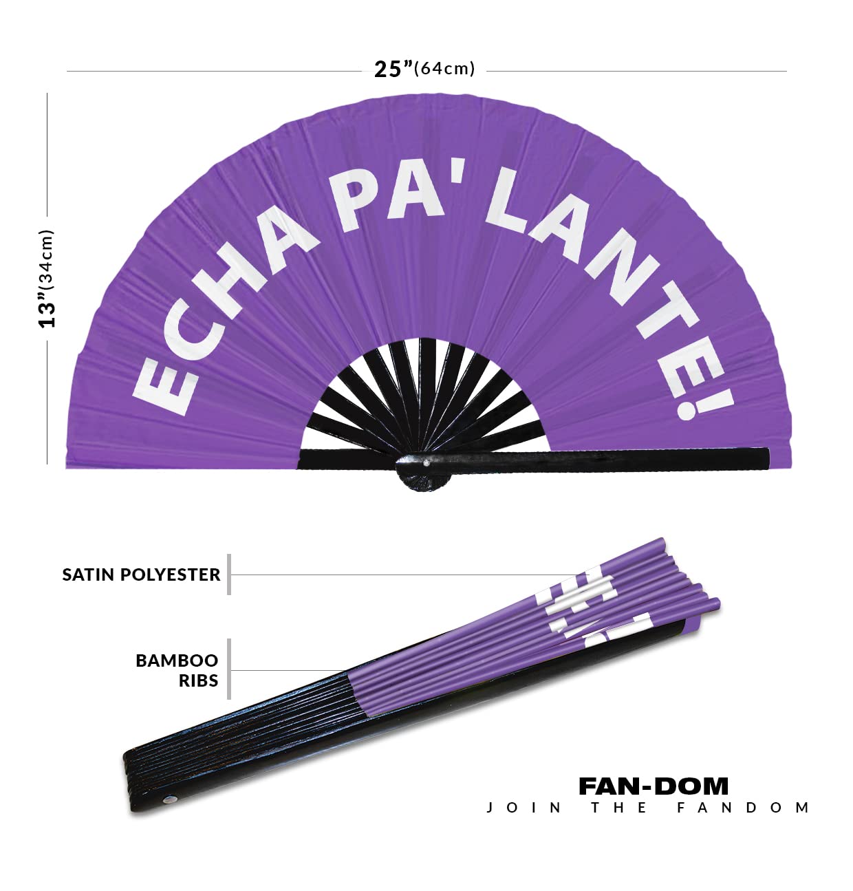 Echa Pa' Lante! Hand Fan Foldable Bamboo Circuit Hand Fan Funny Gag Slang Words Expressions Statement Gifts Festival Accessories Rave Handheld Circuit Event Fan Clack Fans (Purple)