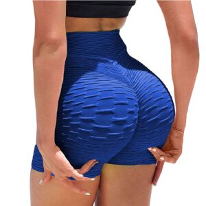 Riding Pants for Women 2 Piece Women's Butt Lifting Yoga Shorts High Waisted Tummy Control Anti-Cellulite Biker Shorts Stretch Gym Hot Shorts(Grey+Blue,Large)