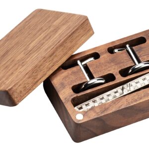 COSISO Black Walnut Wooden Cufflinks Display Box Tie Clip Case with Magnetic Lid For Men