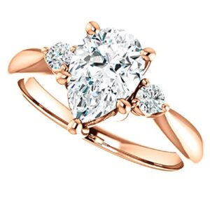 14k gold 1 ct pear cut vvs1 colorless moissanite engagement ring for woman bridal set handmade diamond wedding rings for her (11)