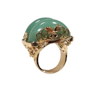 hanbok ring jade korea traditional accessory woman junior natural light green size adjustable r002 gold