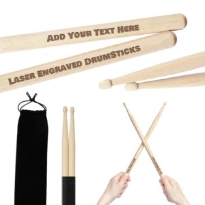 personalized drumsticks, custom engraved 5a maple drum sticks with name text, gifts for drummer musician men boyfriend husband - 1 pair