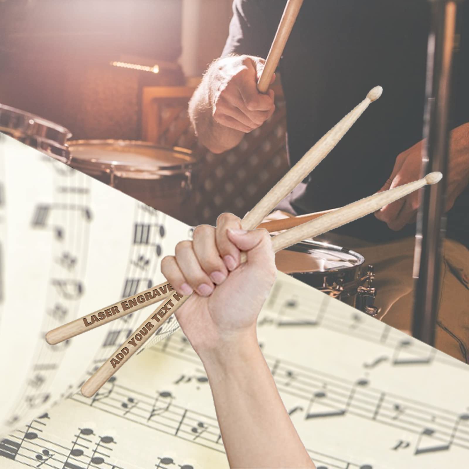 Personalized Drumsticks, Custom Engraved 5A Maple Drum Sticks with Name Text, Gifts for Drummer Musician Men Boyfriend Husband - 1 PAIR