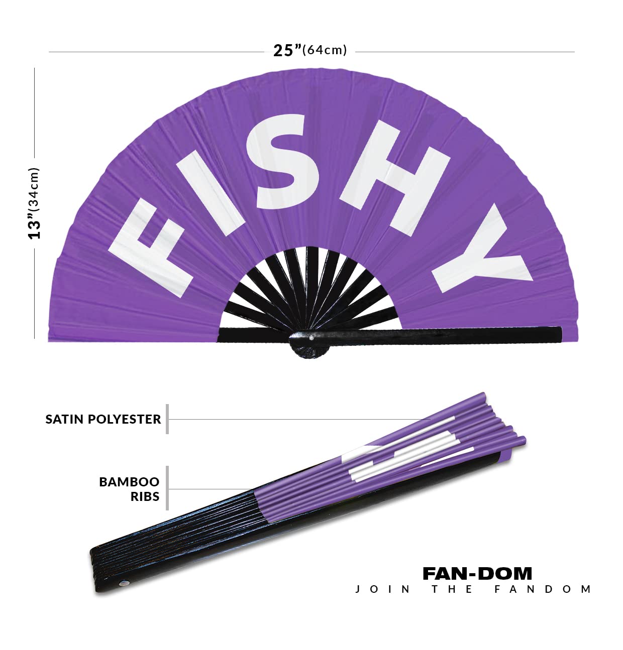 Fishy hand fan foldable bamboo circuit hand fan funny gag slang words expressions statement gifts Festival accessories Rave handheld Circuit event fan Clack fans (Purple)