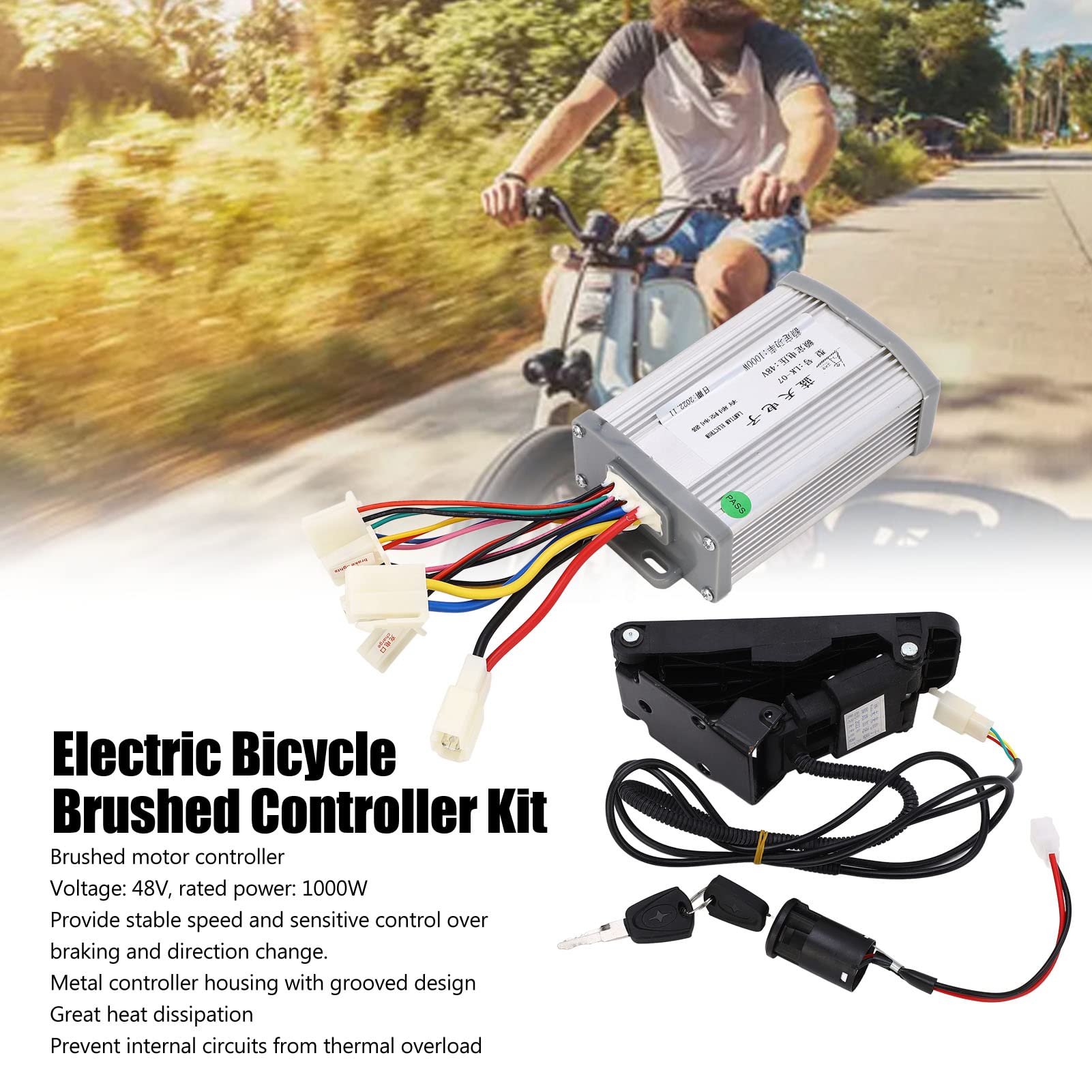 SPYMINNPOO 48V 1000w Brushed Motor Controller with Foot Throttle Pedal, High Power Controller Kit Compatible with Electric Electric Scooters Tricycles