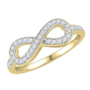 dazzlingrock collection 10kt yellow gold womens round diamond infinity ring 1/5 cttw, size 8