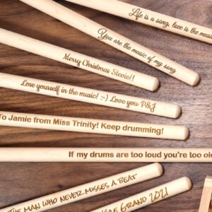 Personalized Drumsticks, Custom Engraved 5A Maple Drum Sticks with Name Text, Gifts for Drummer Musician Men Boyfriend Husband - 1 PAIR