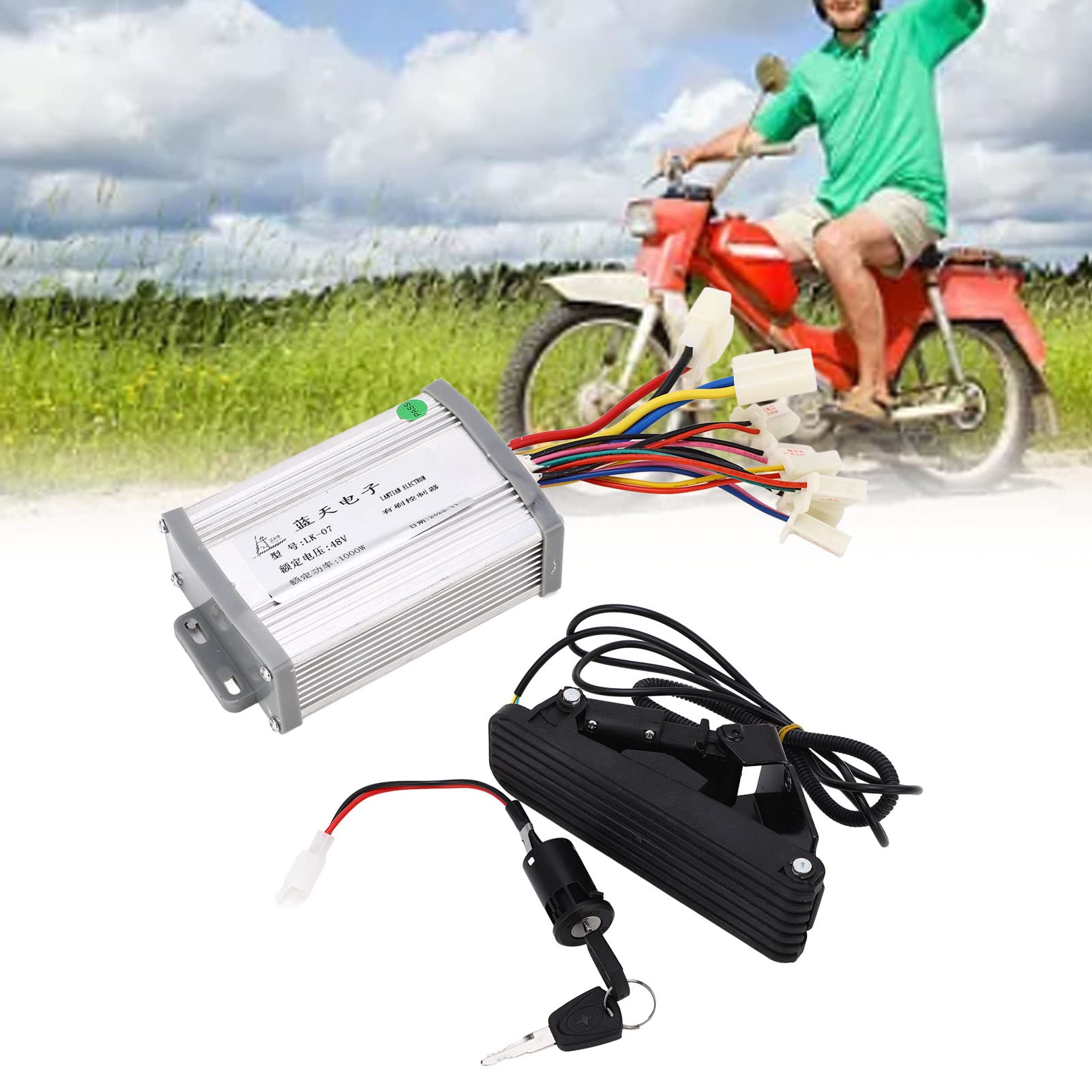 SPYMINNPOO 48V 1000w Brushed Motor Controller with Foot Throttle Pedal, High Power Controller Kit Compatible with Electric Electric Scooters Tricycles