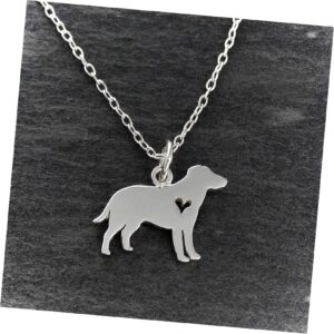 labrador retriever necklace - 925 sterling silver - heart cutout lab dog pendant charm pendant necklace for women