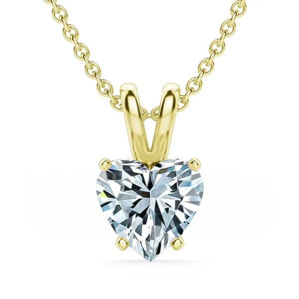 The Diamond Deal VS1-VS2 Clarity .25CT(1/4 Cttw) Cttw Lab-Grown Heart Shape Solitaire Diamond Pendant Necklace Womens |14k Yellow Gold with 18" chain