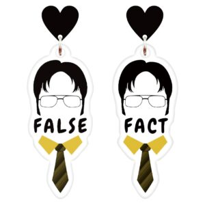 fun earrings, office dwight schrute costume accessories, office party favors, office merchandise, office gifts for women (fact false)