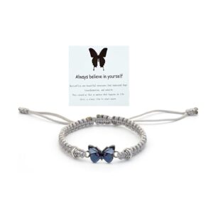 always believe in yourself butterfly bracelet adjustable string butterfly bracelets cute butterfly charm bracelets,bracelet suitable for women butterfly jewelry. (gray)