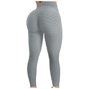 leggings for women high waist scrunched booty leggings tummy control hip lifting workout sport tights yoga pants grey