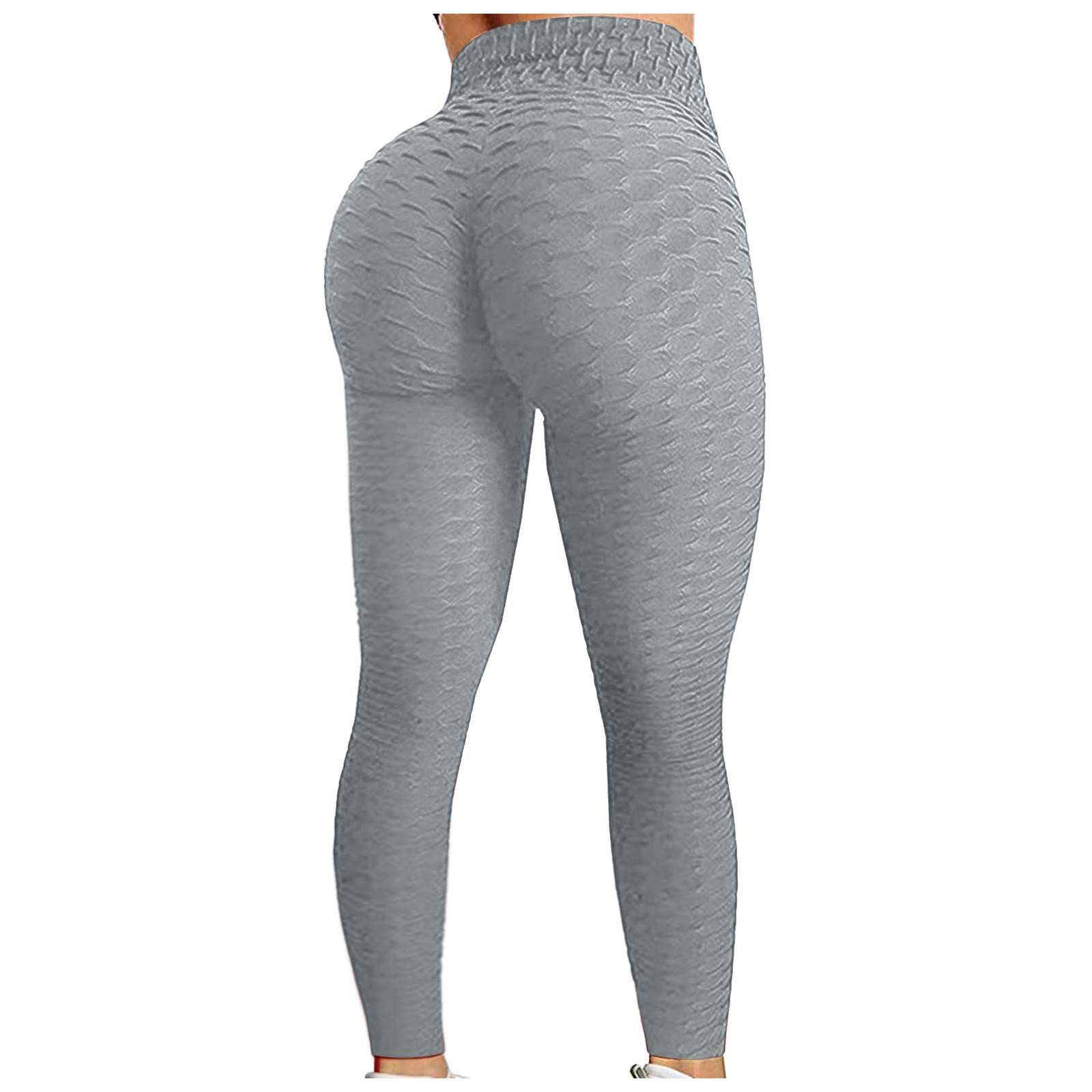 Leggings for Women High Waist Scrunched Booty Leggings Tummy Control Hip Lifting Workout Sport Tights Yoga Pants Grey