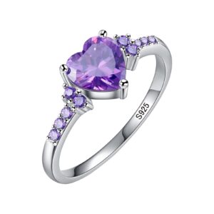 women heart shaped engagement rings inlaid zircon anniversary rings fashion wedding exquisite jewelry (purple, 8)