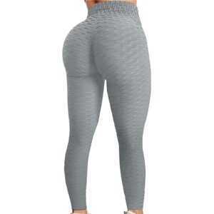 Leggings for Women High Waist Scrunched Booty Leggings Tummy Control Hip Lifting Workout Sport Tights Yoga Pants Grey