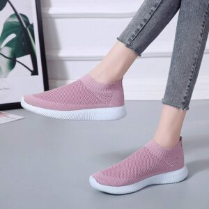 ZHOUXINGB Slippers for Women, Basketball Shoes for Women Casual Sandals Office Dress Shoes Comfy Shoes Heels Low Boots Heeled Slip On Sneakers Women Leather Pink