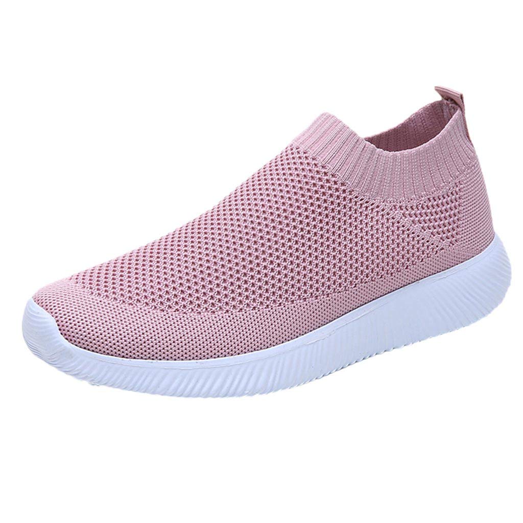 ZHOUXINGB Slippers for Women, Basketball Shoes for Women Casual Sandals Office Dress Shoes Comfy Shoes Heels Low Boots Heeled Slip On Sneakers Women Leather Pink