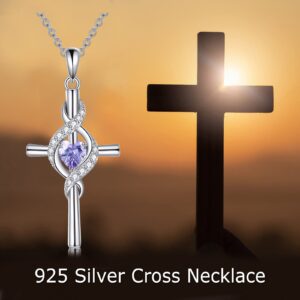 ONEFINITY Cross Necklace for Women 925 Sterling Silver Cross June Birthstone Pendant Necklace Infinity Cross Religious Jewelry Gifts for Women(June)