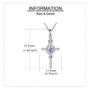 ONEFINITY Cross Necklace for Women 925 Sterling Silver Cross June Birthstone Pendant Necklace Infinity Cross Religious Jewelry Gifts for Women(June)