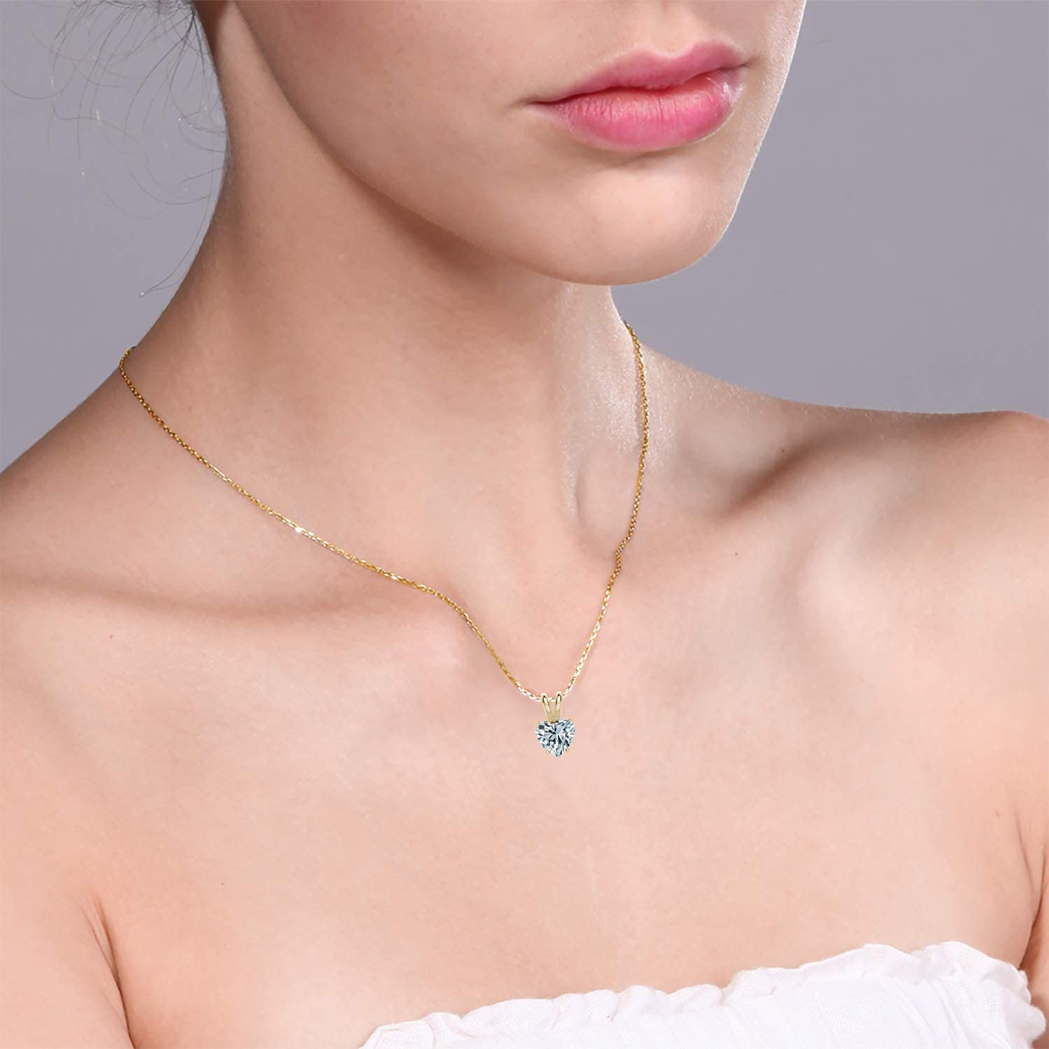 The Diamond Deal VS1-VS2 Clarity .25CT(1/4 Cttw) Cttw Lab-Grown Heart Shape Solitaire Diamond Pendant Necklace Womens |14k Yellow Gold with 18" chain