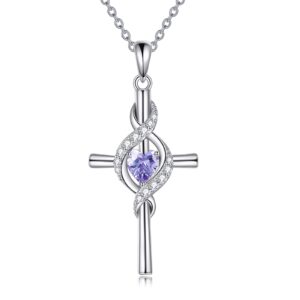 onefinity cross necklace for women 925 sterling silver cross june birthstone pendant necklace infinity cross religious jewelry gifts for women(june)