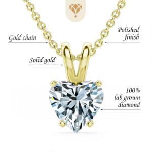 The Diamond Deal VS1-VS2 Clarity .25CT(1/4 Cttw) Cttw Lab-Grown Heart Shape Solitaire Diamond Pendant Necklace Womens |14k Yellow Gold with 18" chain