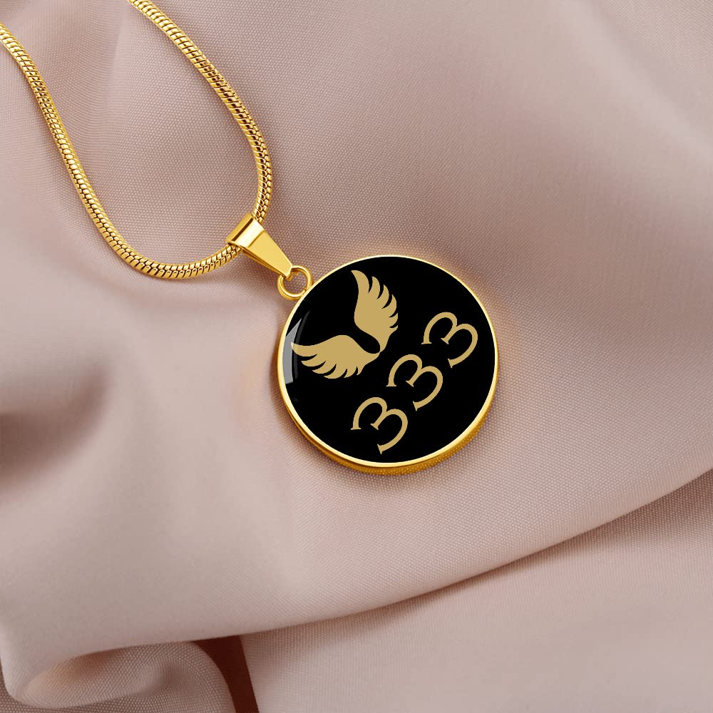 Hilis Jewelry 333 Angel Number Necklace For Women Protection, Spiritual Jewelry, Personalized Gifts Dainty Engraved Angel Wing Pendant Charm, Gold or Silver (Gold -No Engraving, Stainless Steel)