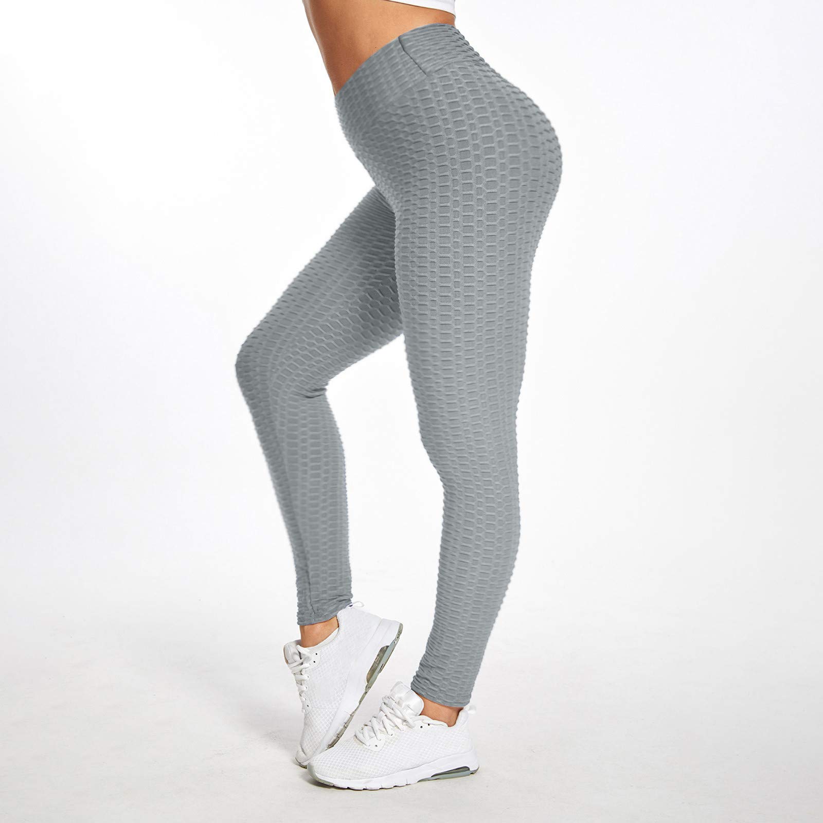 Leggings for Women High Waist Scrunched Booty Leggings Tummy Control Hip Lifting Workout Sport Tights Yoga Pants Grey