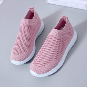 ZHOUXINGB Slippers for Women, Basketball Shoes for Women Casual Sandals Office Dress Shoes Comfy Shoes Heels Low Boots Heeled Slip On Sneakers Women Leather Pink