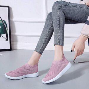 ZHOUXINGB Slippers for Women, Basketball Shoes for Women Casual Sandals Office Dress Shoes Comfy Shoes Heels Low Boots Heeled Slip On Sneakers Women Leather Pink