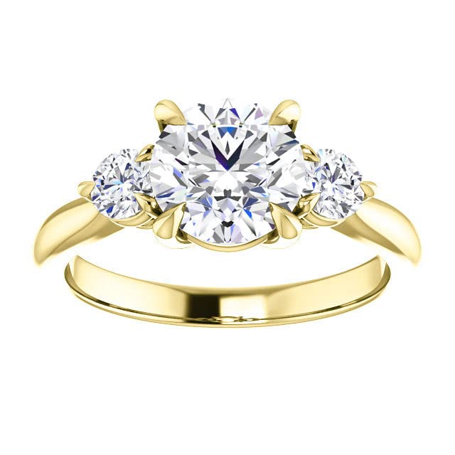 10K Solid Yellow Gold Handmade Engagement Ring 1.50 CT Round Cut Moissanite Diamond Solitaire Wedding/Bridal Ring Set for Women/Her, Surprise Ring Gifts for Her