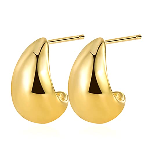 Chunky Gold Hoop Earrings for Women Tear Drop Stud Earring Gold Hoop Ball Earrings Statement Earrings