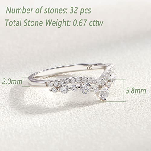 Wuziwen Vintage Crown Eternity Ring Wedding Bands for Women 925 Sterling Silver Cubic Zirconia Sz 9.25