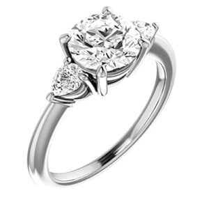 10K Solid White Gold Handmade Engagement Ring 3.00 CT Round Cut Moissanite Diamond Solitaire Wedding/Bridal Ring Set for Women/Her, Surprise Ring Gift for Her