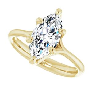 925 Silver,10K/14K/18K Solid Yellow Gold Handmade Engagement Ring 2.50 CT Marquise Cut Moissanite Diamond Solitaire Wedding/Gorgeous Gift for/Her Wife Ring