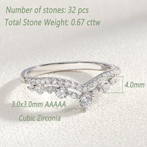 Wuziwen Vintage Crown Eternity Ring Wedding Bands for Women 925 Sterling Silver Cubic Zirconia Sz 9.25