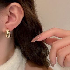 Chunky Gold Hoop Earrings for Women Tear Drop Stud Earring Gold Hoop Ball Earrings Statement Earrings