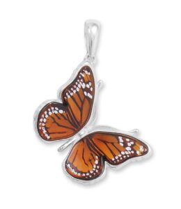 azurebella jewelry handcrafted baltic amber monarch butterfly pendant sterling silver, pendant only