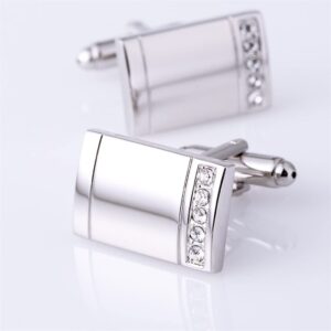 silver diamond cufflinks men's business french cuff button cuff nails (color : a, size : one size) (a one size)