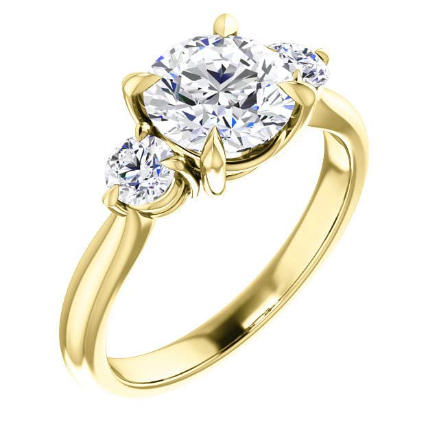 10K Solid Yellow Gold Handmade Engagement Ring 1.50 CT Round Cut Moissanite Diamond Solitaire Wedding/Bridal Ring Set for Women/Her, Surprise Ring Gifts for Her