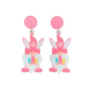 easter acrylic dangle earrings cute rabbit gnome drop earrings for women holiday jewelry gifts