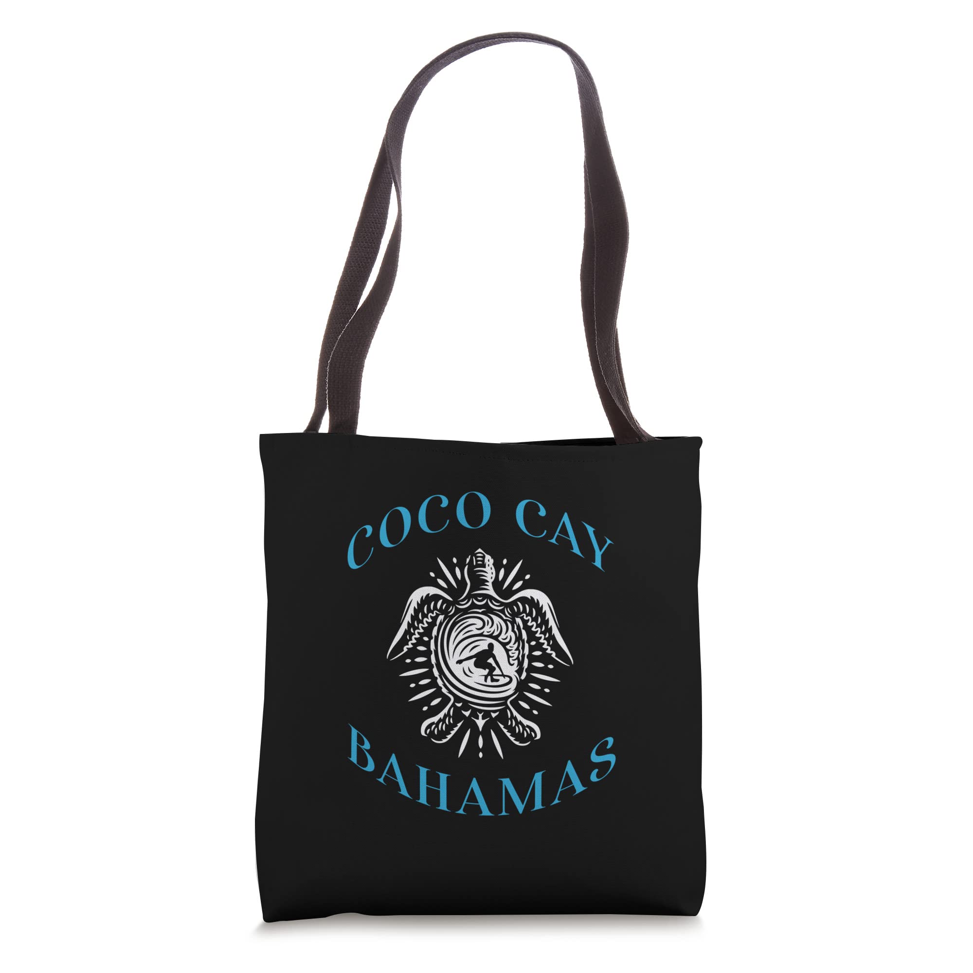 Coco Cay Bahamas Sea Turtle Surfing Vacation Souvenir Tote Bag