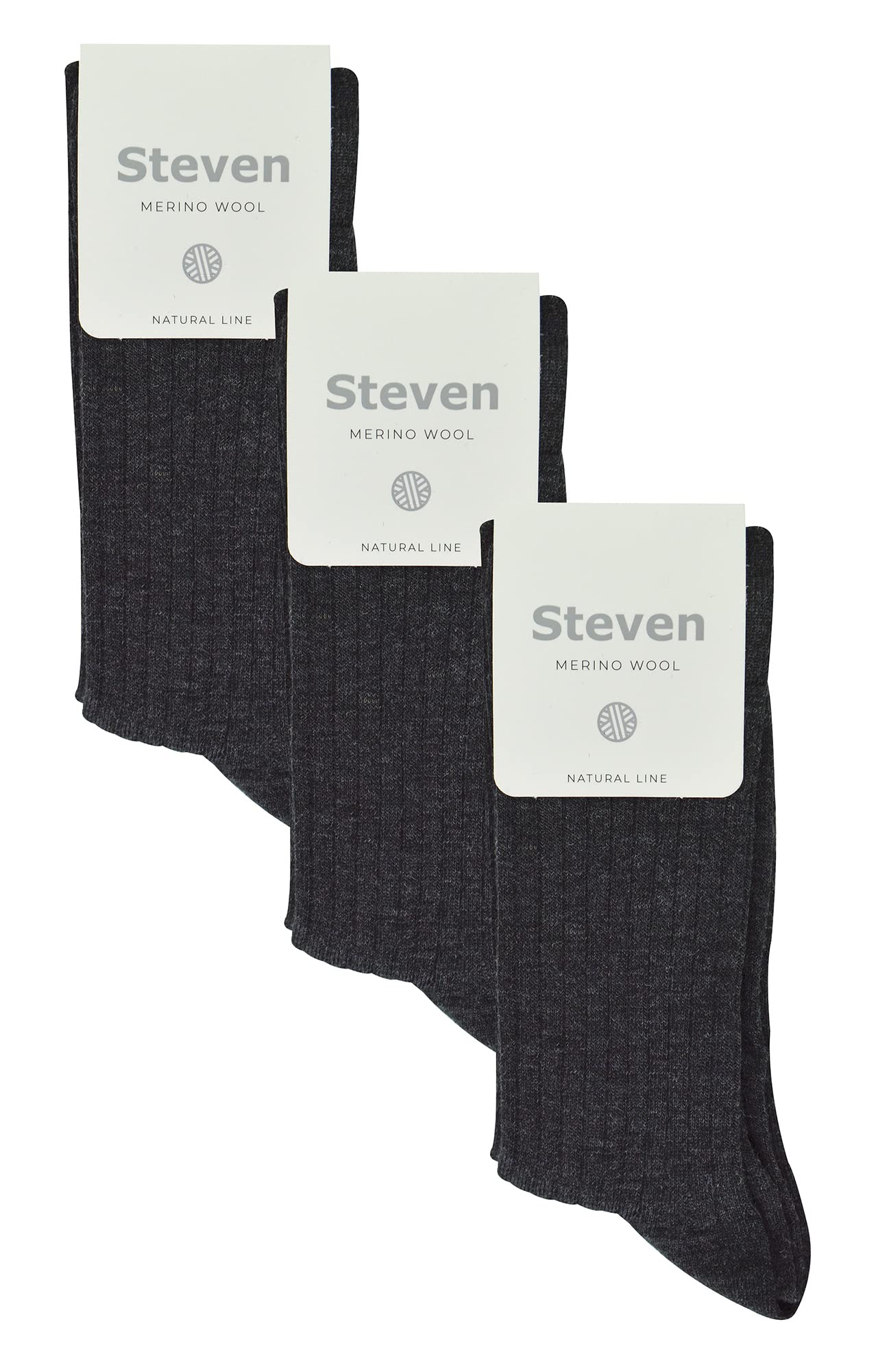 3 Pairs Womens Merino Wool Socks | Steven | Ladies Lightweight Warm Boot Socks (4-6, Dark Grey)