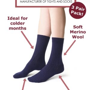 3 Pairs Womens Merino Wool Socks | Steven | Ladies Lightweight Warm Boot Socks (4-6, Dark Grey)