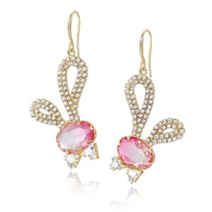 ja.s.jr designed rabbit rhinestone earrings gold dangle earrings for women